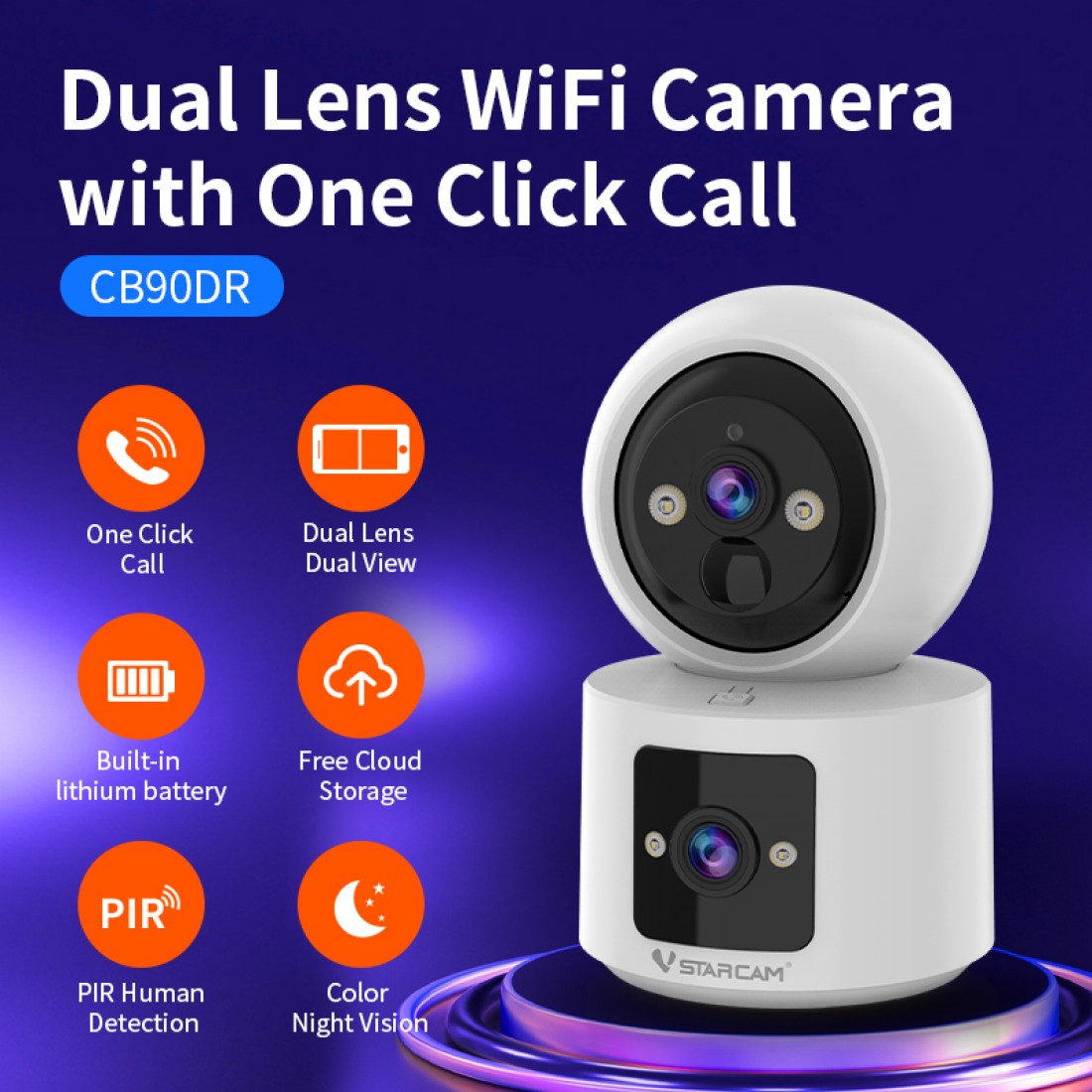 CB90DR Dual Lens Wifi Security Camera Indoor