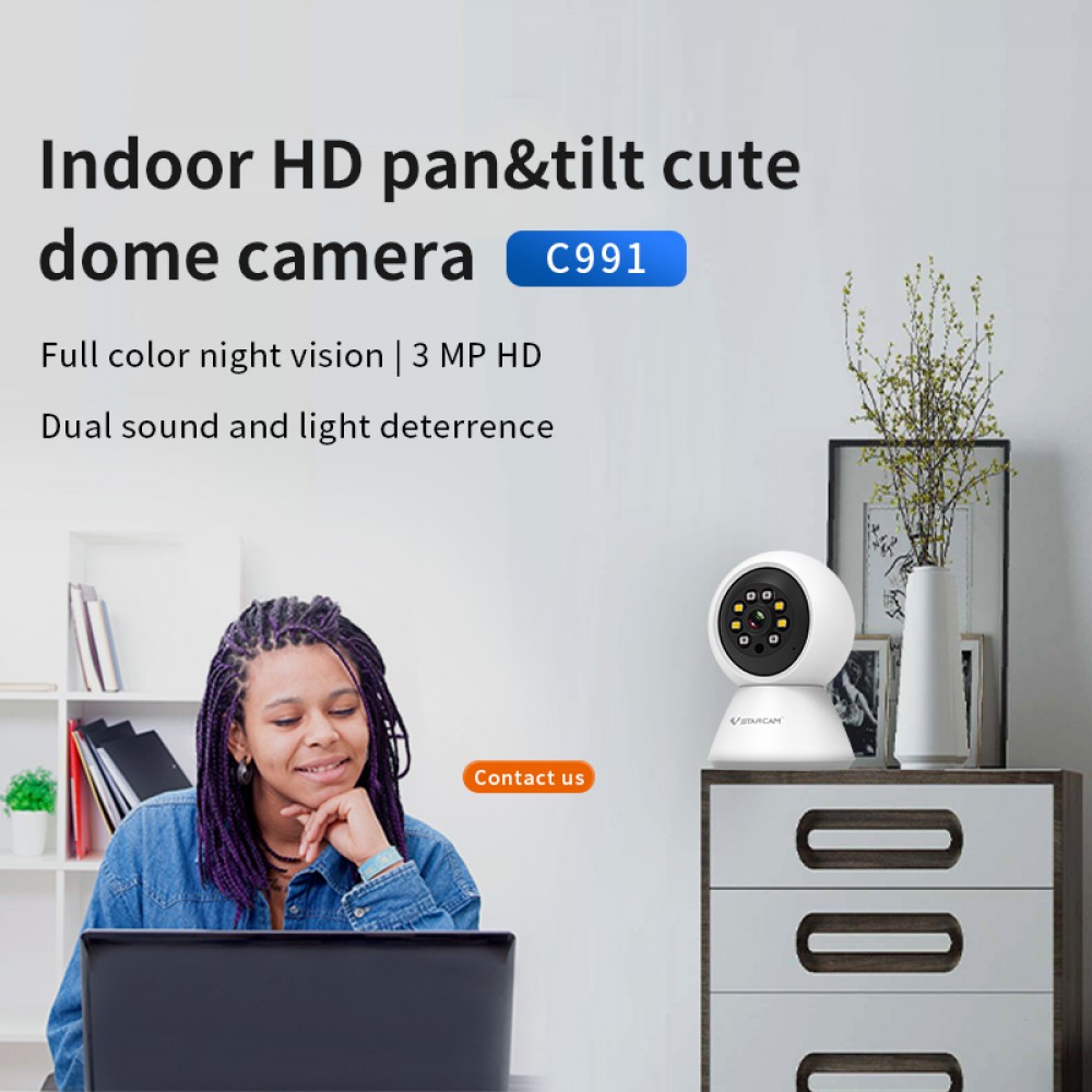 C991 Indoor 3MP HD Pan&Tilt Cut Dome Camera